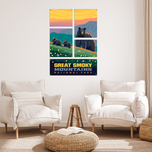 Trinx Set Of 5 Great Smoky Mountains National Park Romping Cubs Wall Art Modern Home Decor Wall ...